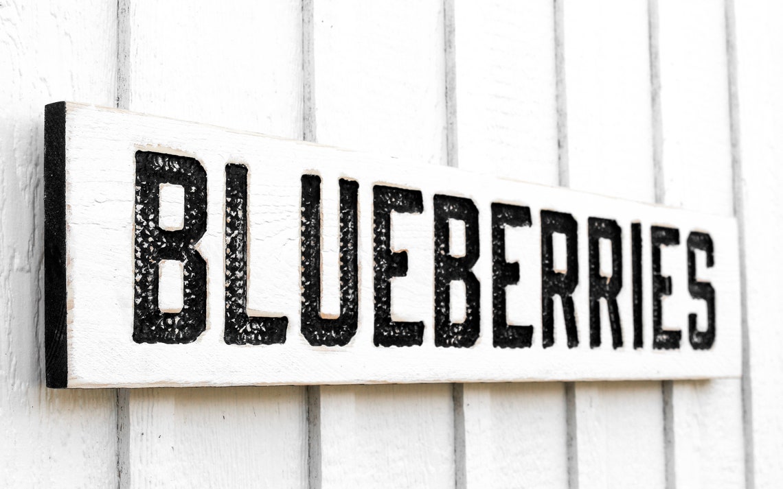Blueberries Sign Carved in a 40x8 Solid Wood Board Rustic | Etsy