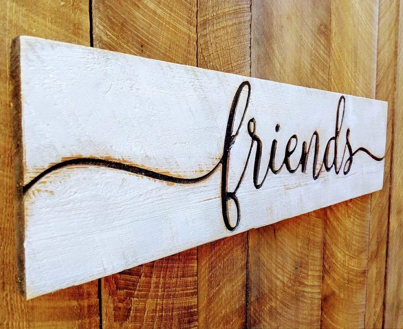 Friends Sign Carved in a 40x10 Solid Wood Board | Etsy