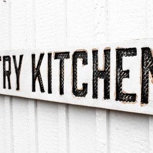 Country Kitchen Sign - Carved in a Solid Wood Board Rustic Distressed ...
