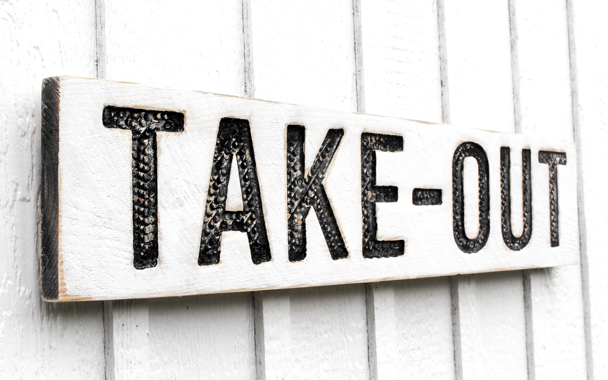 Take-Out Sign Carved in a 40x8 Solid Wood Board - Etsy Österreich