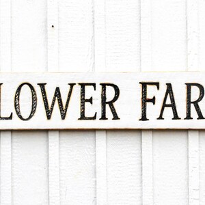Flower Farm Sign Carved in a Solid Wood Board Rustic Distressed Florist ...