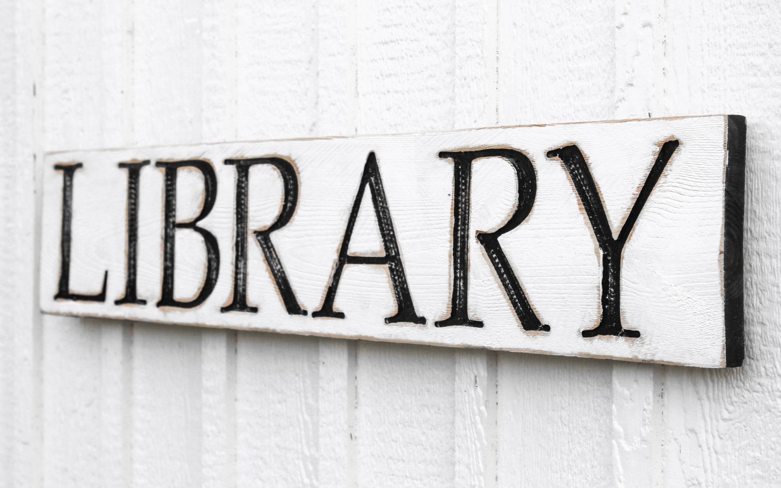 Library Sign Carved in a 40x8 Solid Wood Board - Etsy