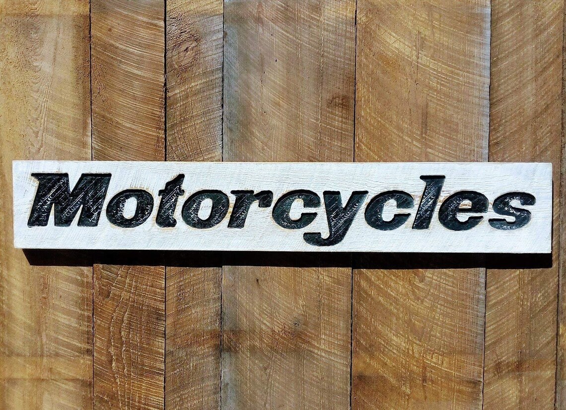 Motorcycles Sign Carved in a 48x8 Solid Wood | Etsy