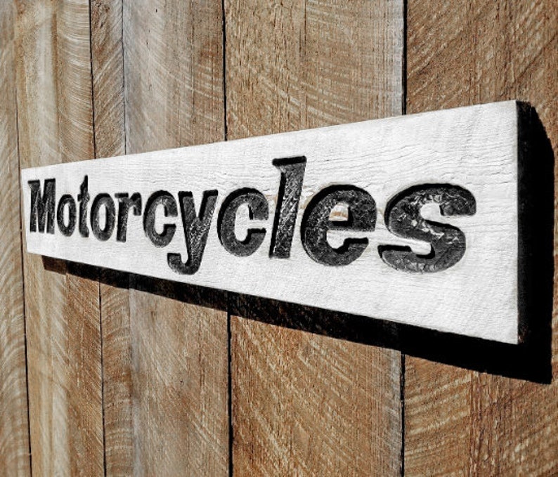 Motorcycles Sign Carved in a 48x8 Solid Wood - Etsy