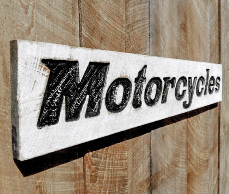 Motorcycles Sign Carved in a 48x8 Solid Wood - Etsy