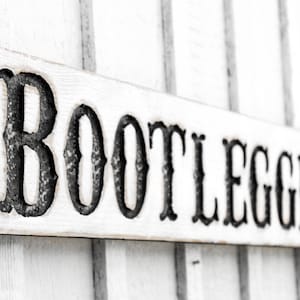 Bootlegger Sign - Carved in a 40"x6" Solid Wood Board Moonshine Bar ...
