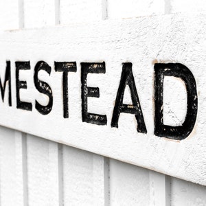Homestead Sign - Carved in a Solid Wood Board Rustic Distressed ...