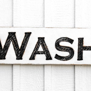 Wash Sign - Carved in a 30"x10" Solid Wood Board Rustic Distressed ...
