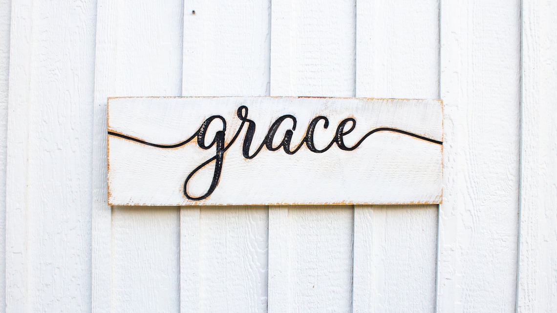 Grace Sign Carved in a 30x10 Solid Wood Board Rustic | Etsy
