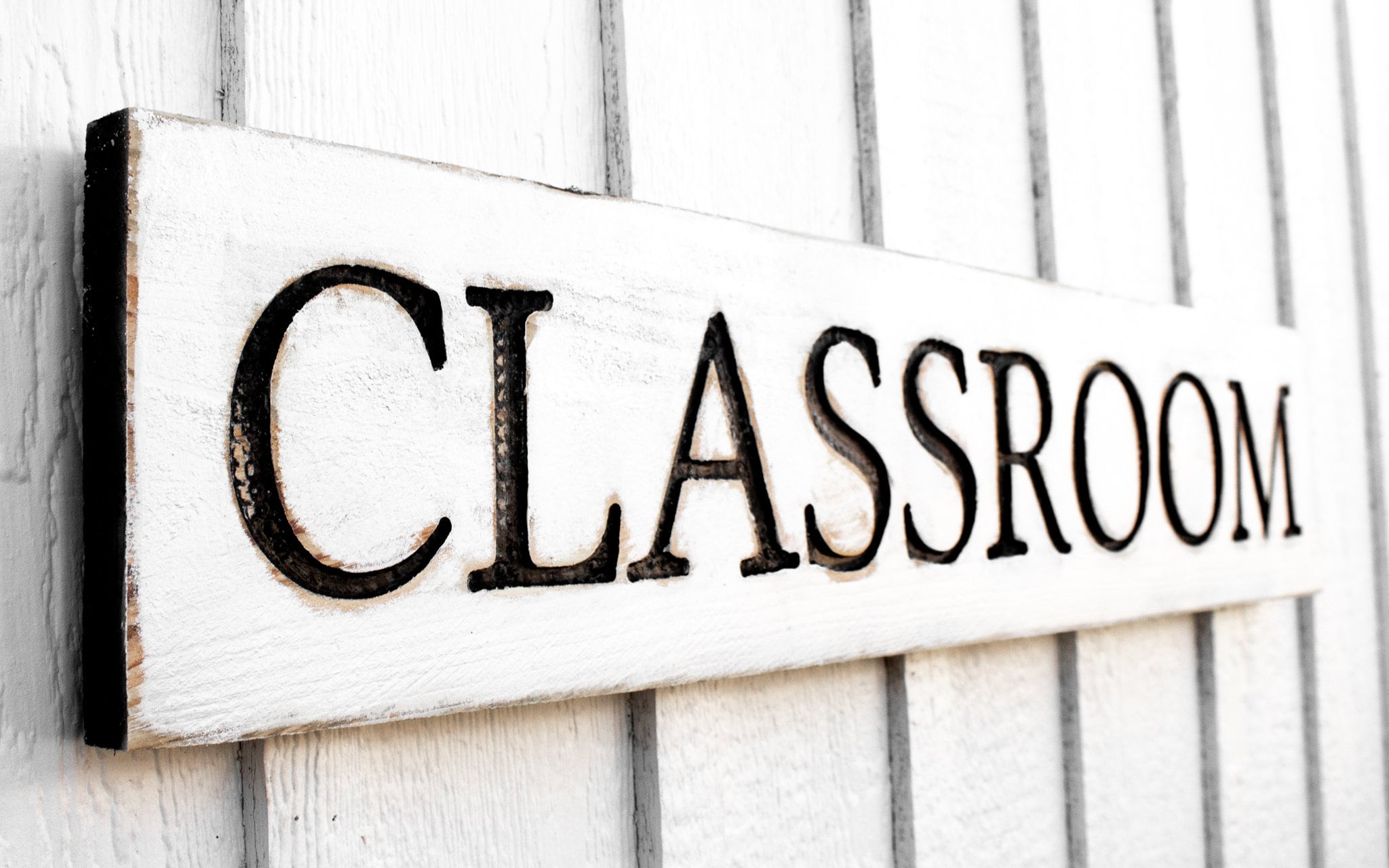 Classroom Sign - Carved in a 40"x8" Solid Wood Board Rustic Distressed ...