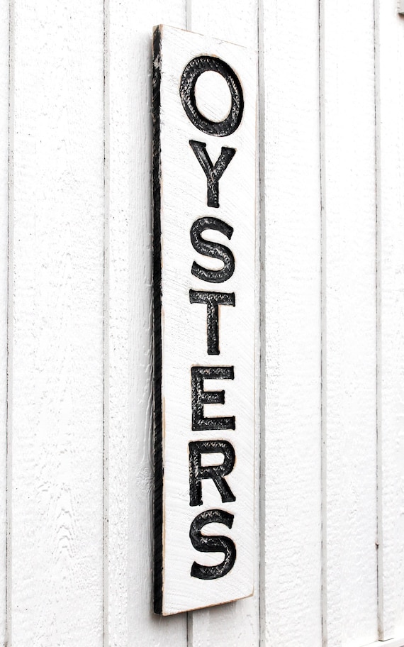 Oysters Sign Vertical Carved in a Solid Wood Board Rustic - Etsy