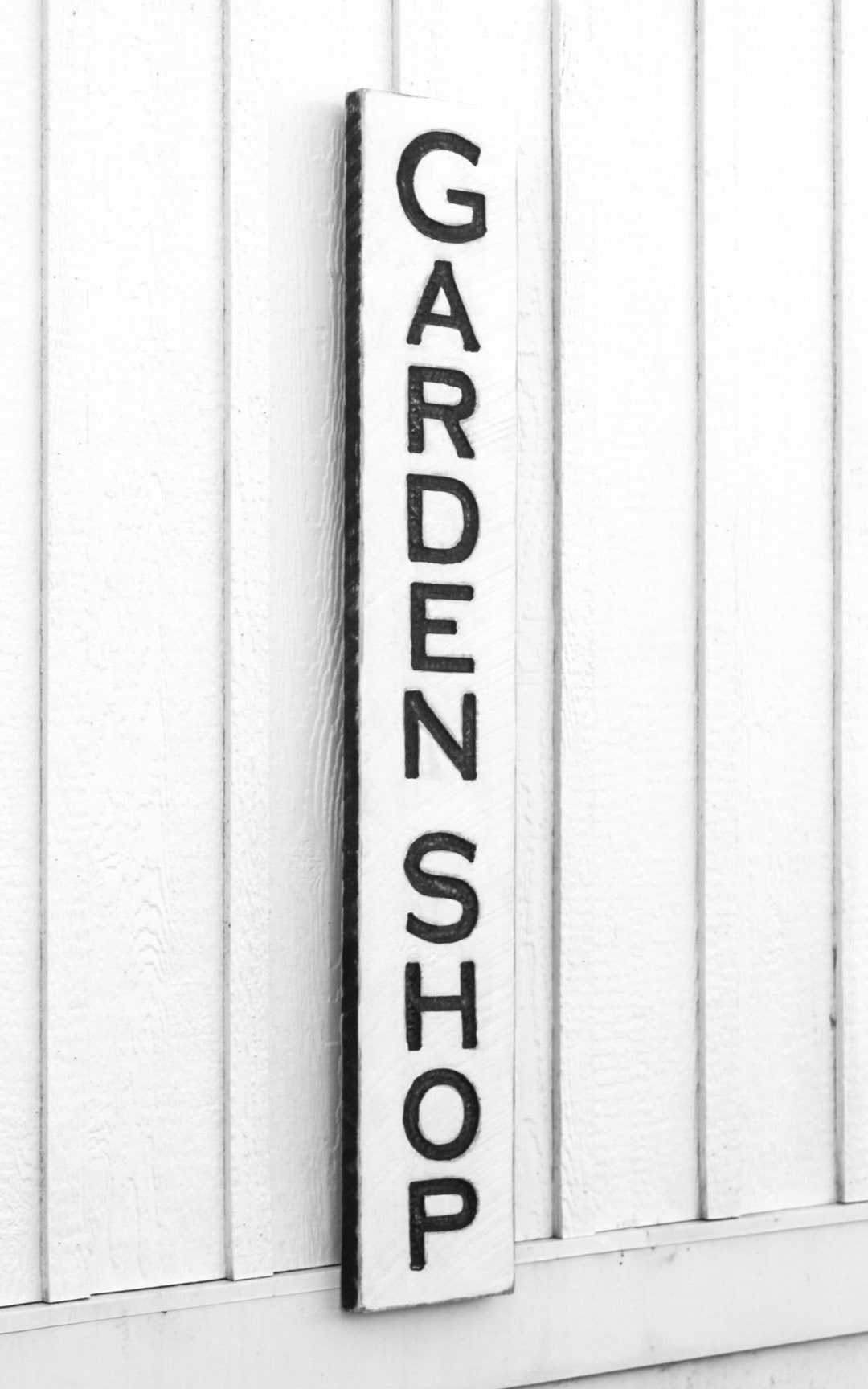 Garden Shop Sign - Carved in a 8"x48" Solid Wood Board Rustic ...