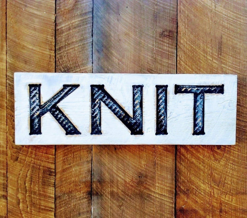 Knit Sign Carved in a 30x10 Solid Wood Board Rustic | Etsy