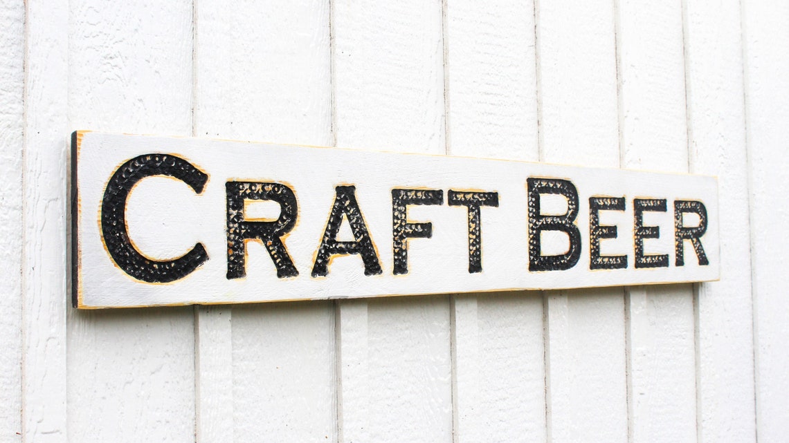 Craft Beer Sign Carved in a 48x8 Solid Wood | Etsy