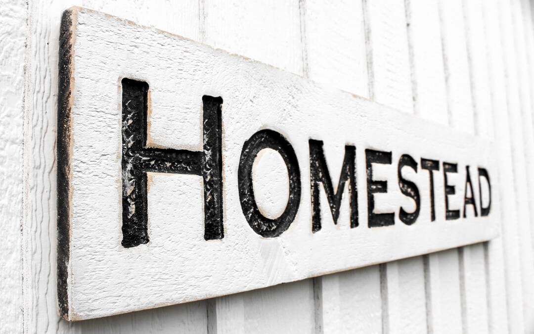Homestead Sign - Carved in a Solid Wood Board Rustic Distressed ...