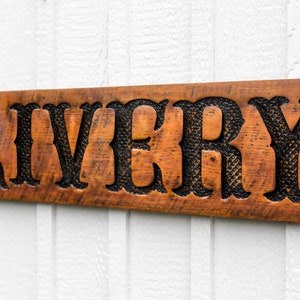 Livery Sign - Carved in Solid Wood Board Rustic Distressed Farmhouse ...