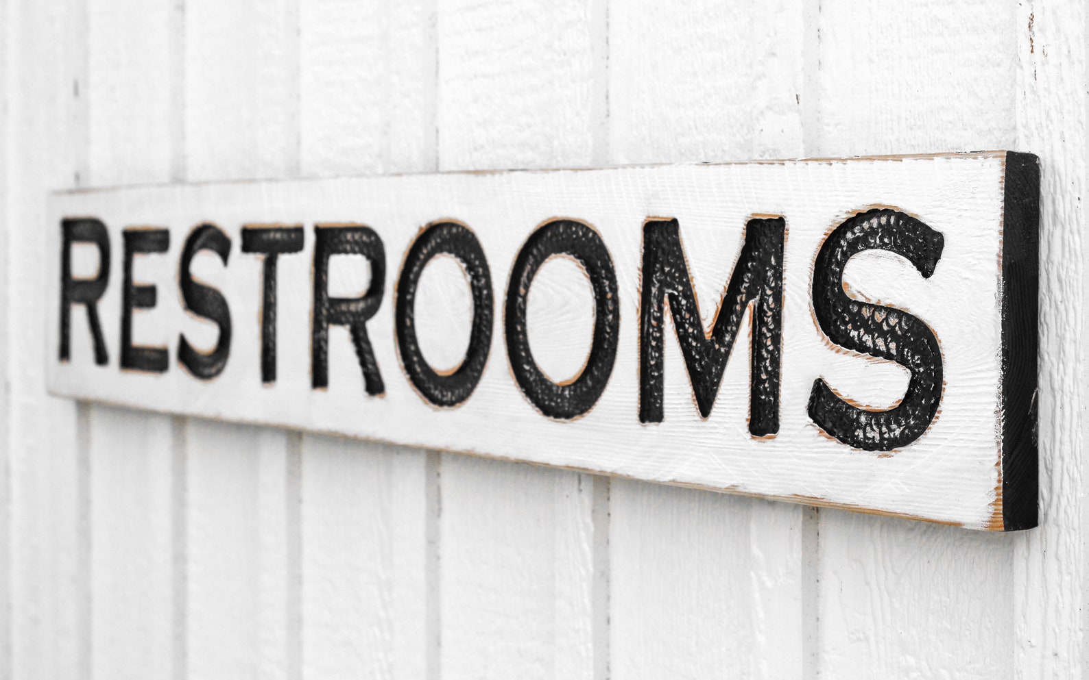 Restrooms Sign Carved in a Solid Wood Board Rustic | Etsy