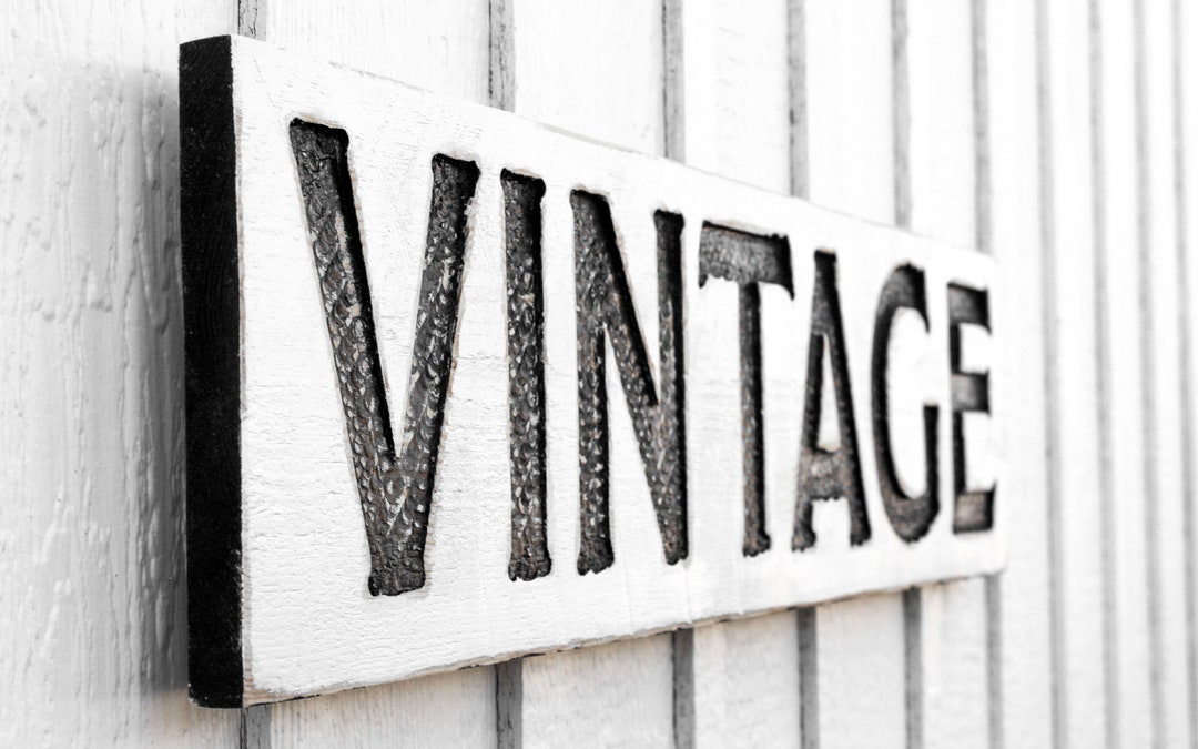 Vintage Sign - Carved in a Solid Wood Board Rustic Distressed Shop ...