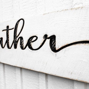 Script Gather Sign - Carved in a 40"x10" Solid Wood Board Rustic ...