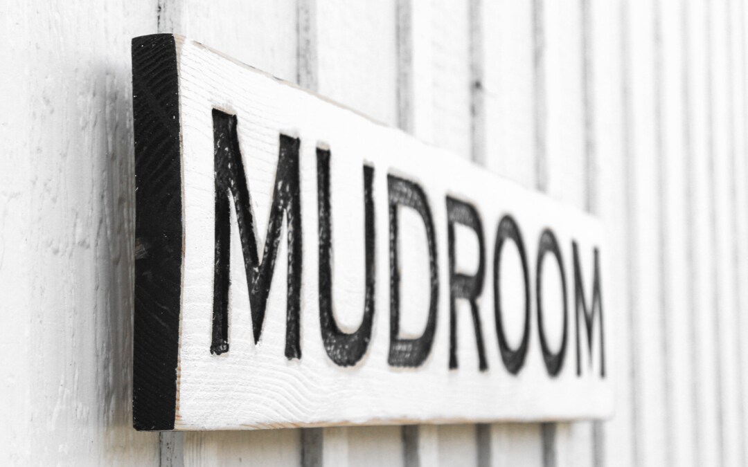 Mudroom Sign Horizontal - Carved in a Solid Wood Board Rustic ...
