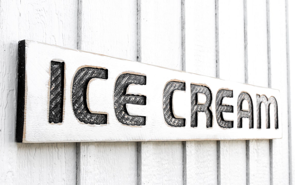 Carved Wood Ice Cream Sign – Rustic Farmhouse Kitchen Decor - Etsy