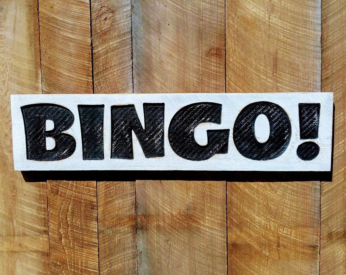 Bingo Sign Carved in a 40x10 Solid Wood Board | Etsy