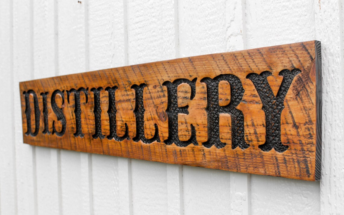 Distillery Sign Carved in a Solid Wood Board Rustic - Etsy