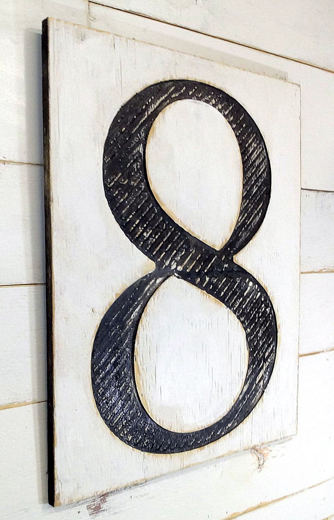 Times New Roman Number 8 Sign Carved in | Etsy