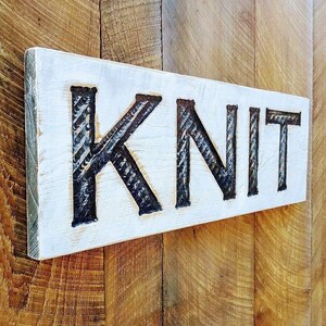 Knit Sign Carved in a 30x10 Solid Wood Board Rustic | Etsy
