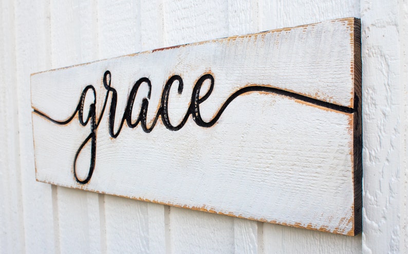 Grace Sign Carved in a 30x10 Solid Wood Board Rustic | Etsy