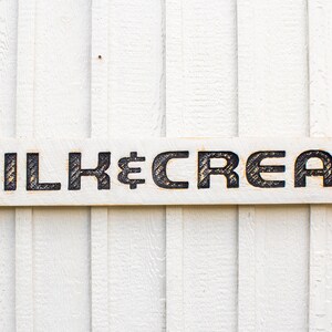 Milk & Cream Sign Carved in a 55x8 Solid Wood | Etsy