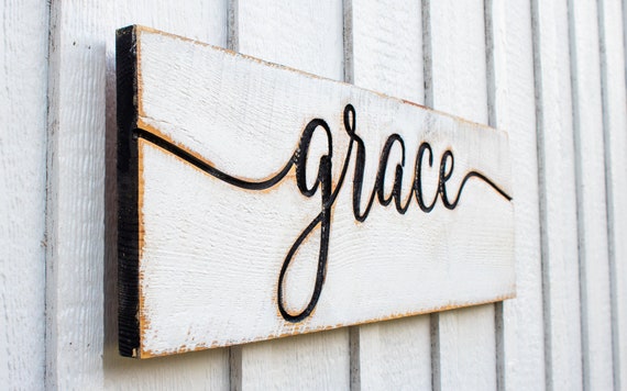 Grace Sign Carved in a 30x10 Solid Wood Board Rustic | Etsy