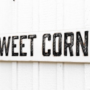 Sweet Corn Sign - Carved in a 40”x8” Solid Wood Board Rustic Distressed ...