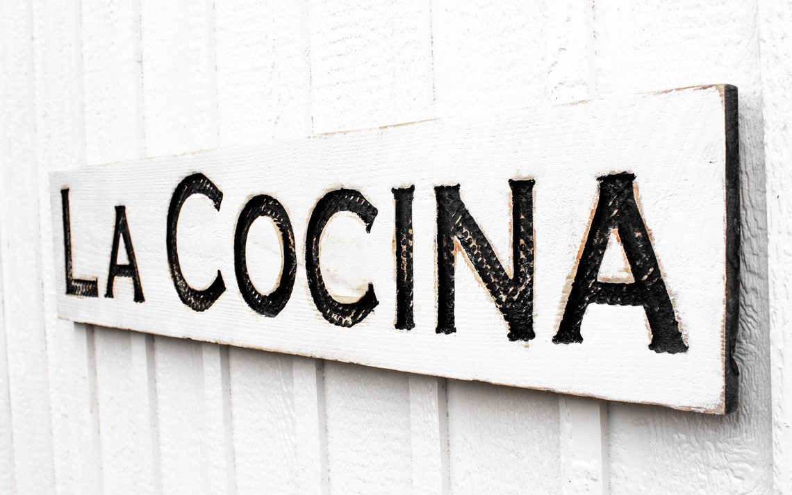 La Cocina Sign Carved in a Solid Wood Board Rustic | Etsy
