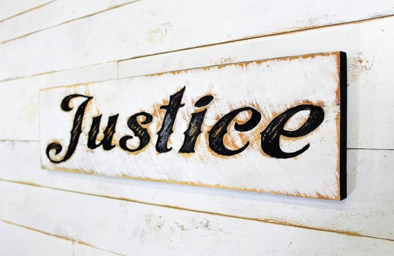 Justice Sign Carved in a 40x10 Solid Wood Board | Etsy