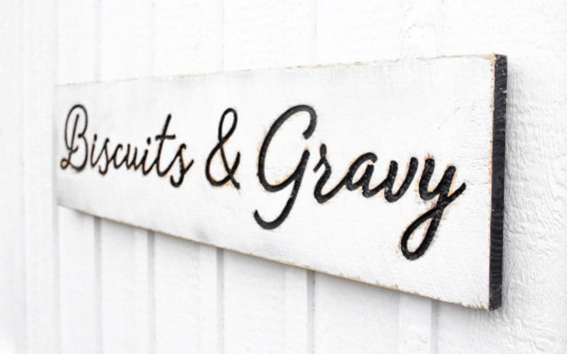 Biscuits & Gravy Sign – Rustic Carved Wood, Farmhouse Kitchen Decor - Etsy