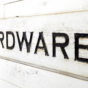 Hardware Sign - Carved in a 40"x10" Solid Wood Board Rustic Distressed ...