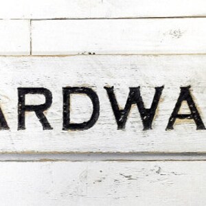 Hardware Sign - Carved in a 40"x10" Solid Wood Board Rustic Distressed ...