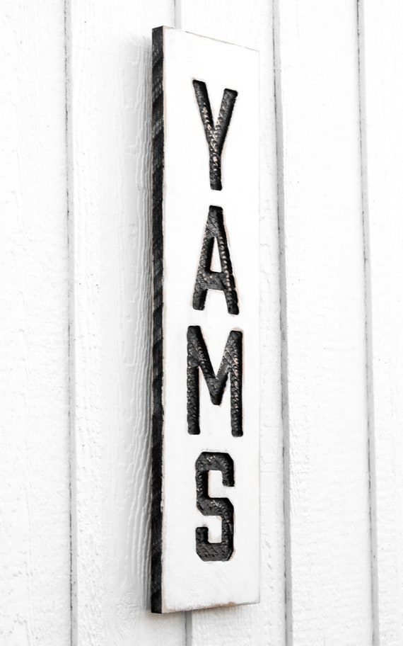 Yams Sign Carved in a 32x8 Solid Wood Board Rustic | Etsy