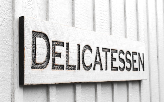 Delicatessen Sign Carved in a Solid Wood Board Rustic - Etsy