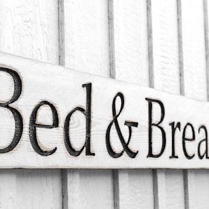 Bed & Breakfast Sign - Carved in a Solid Wood Board Rustic Distressed ...