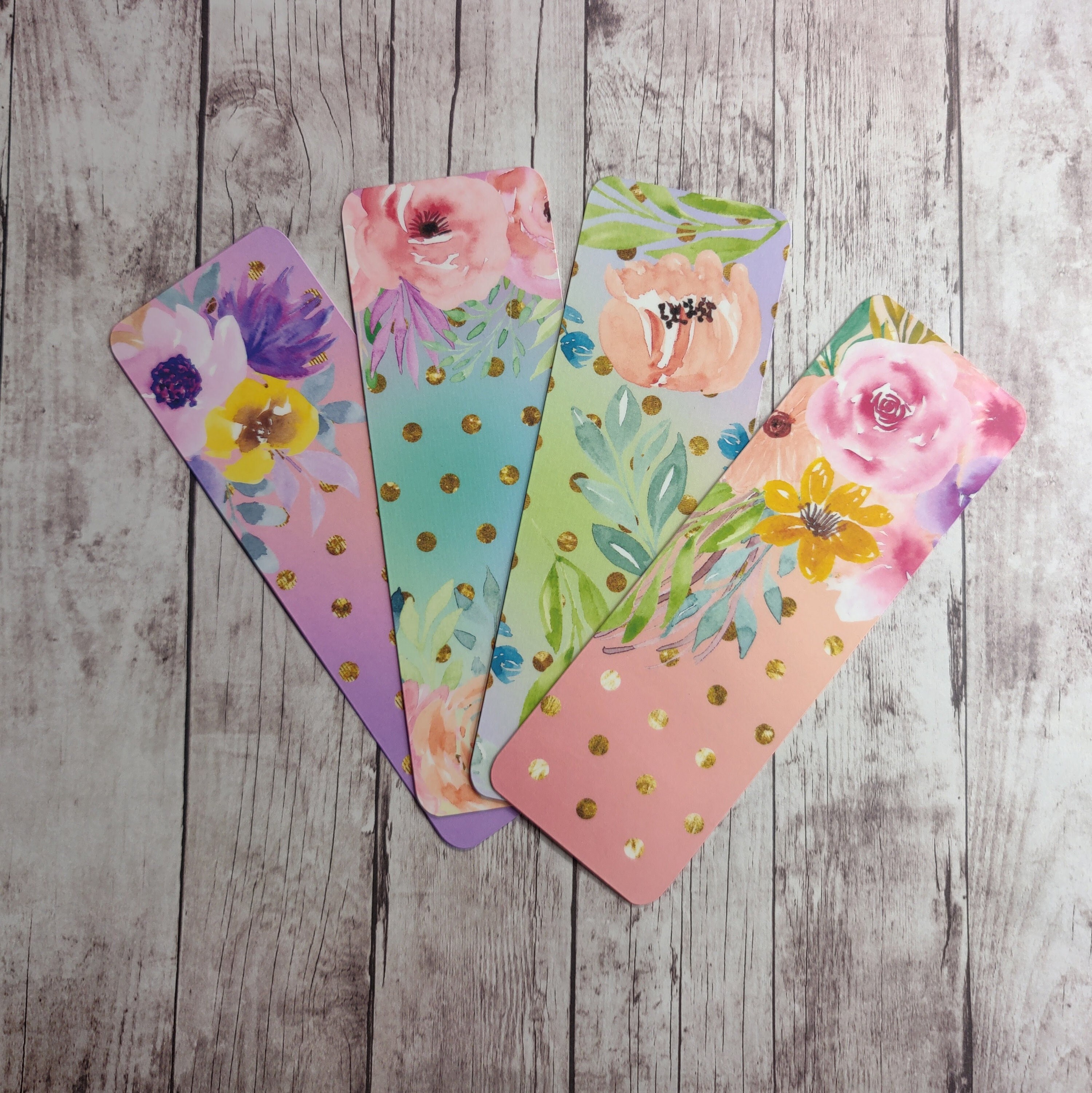Floral Polka Dot Bookmarks - Colorful Bookmark - Book Accessories ...