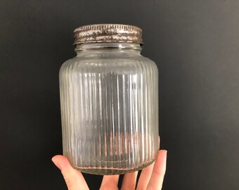 Ribbed Glass Jar - Etsy