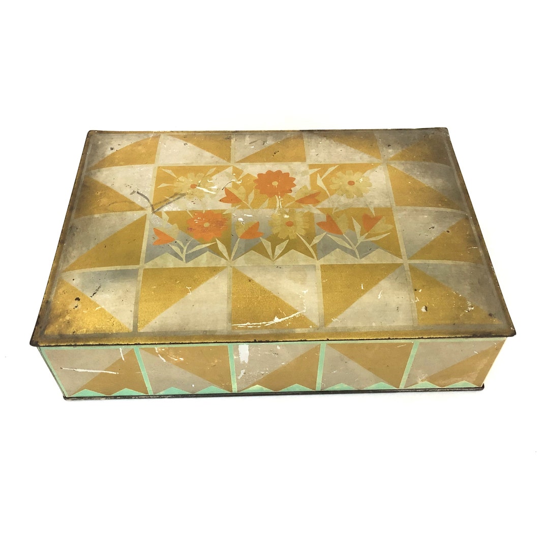 Vintage Canco Floral Hinged Lid Rectangular Tin Canister/eaton's ...