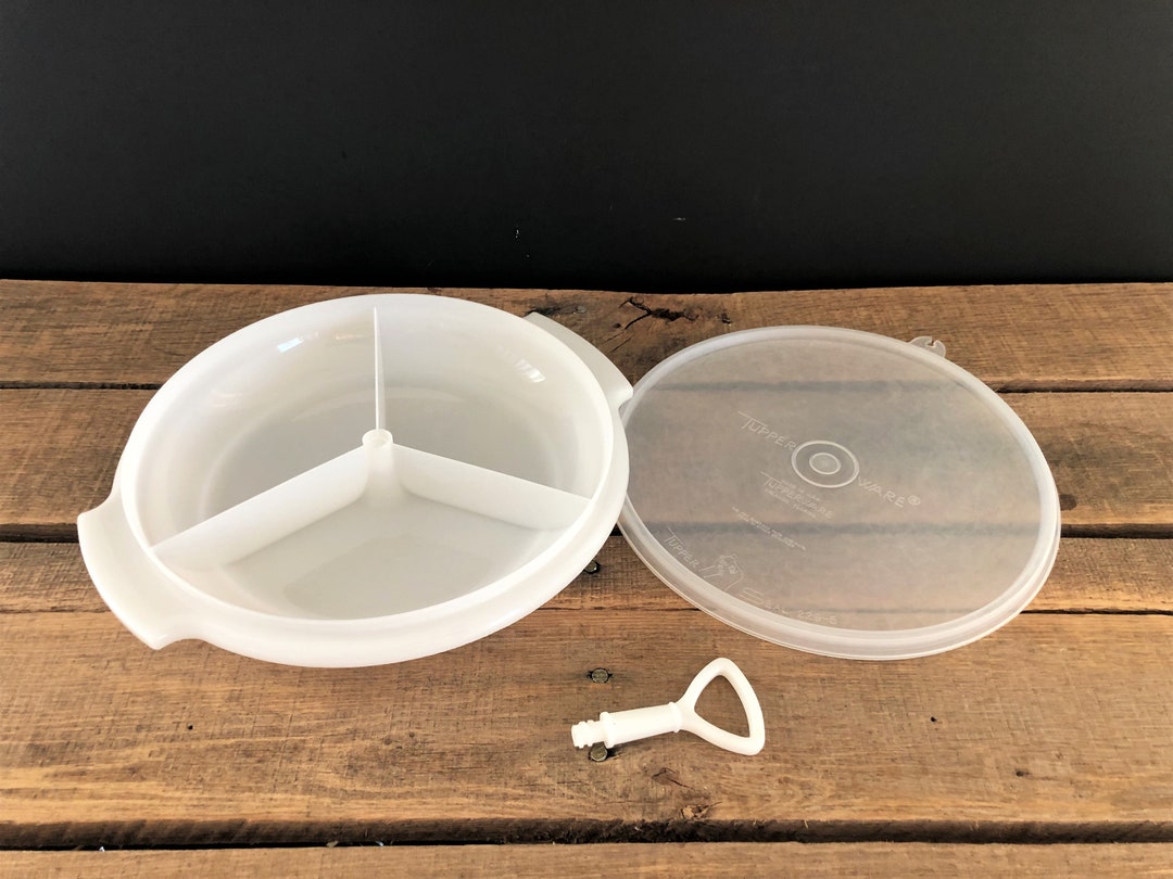 Vintage 3-piece Tupperware White Divided Party Suzette 608-17 With Lid ...