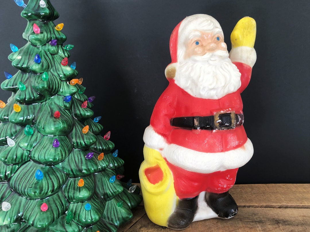 Small 13 Vintage Light up Plastic Santa Claus Blow Mold Comes With A ...