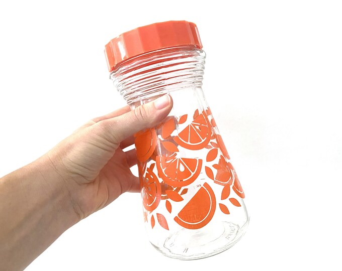 8" Tall 24 Oz Retro Kitschy Orange Juice Glass Pitcher Container W ...