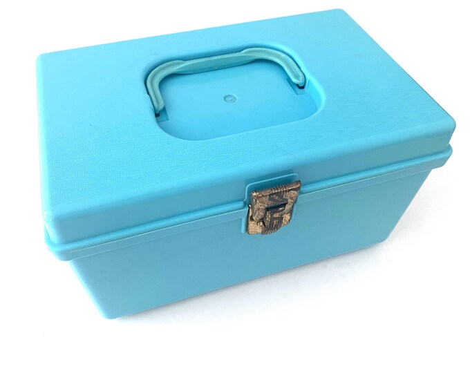 Vintage Blue Plastic Wil-hold Sewing Box Caddy/sewing Case/ Sewing ...