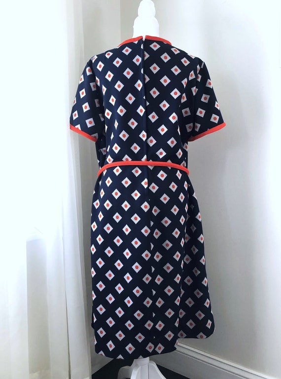 1970s Hopewell Jonathan Logan Navy Blue White Squares… - Gem