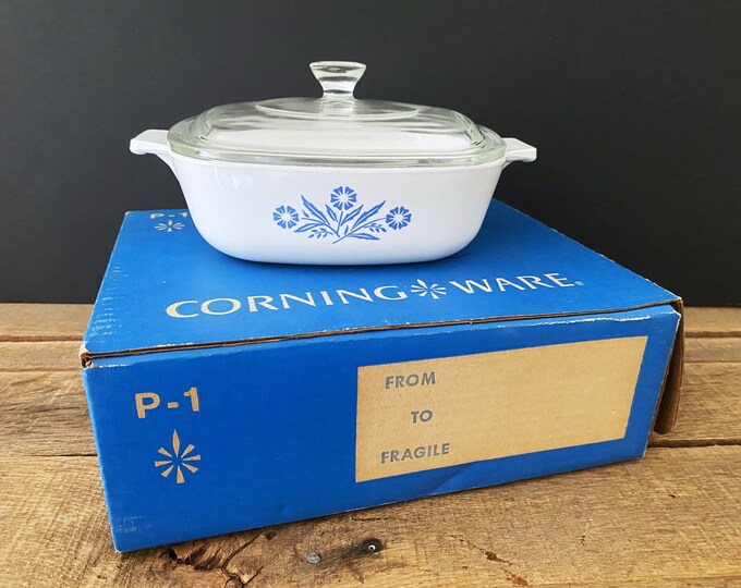 Small Vintage Cornflower Blue Corning Ware 1 Quart Dish With Original ...